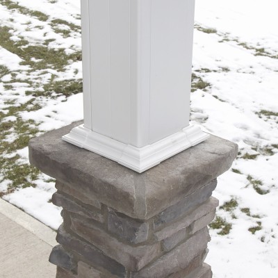 4" x 4" x 96" White Vinyl Porch Post Wrap for Wood Posts (Adjustable 3 ...